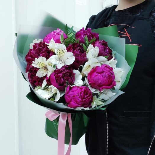 Букет пионов «пионы хот весны», Flowers Krasnodar, Krasnodarskiy kray, Russia, buy at a price of ...