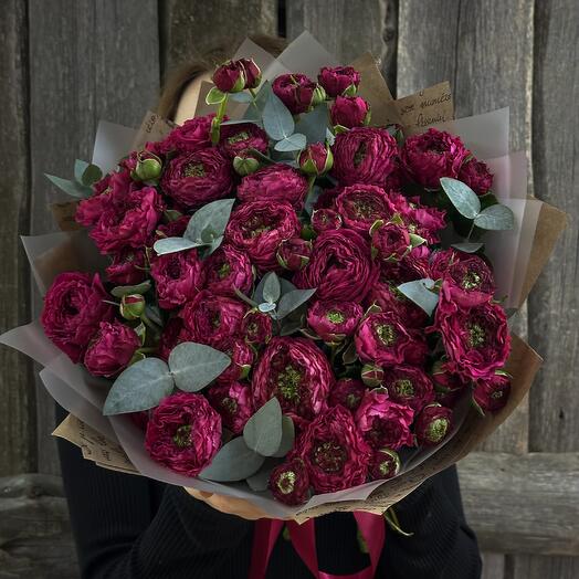 Монобукет из шикарной пионовидной розы FM272, Цветы Москва, Россия ...