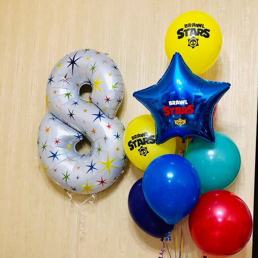 BRAWL STARS balloons. White foil number with stars, 3490 RUB, delivery ...